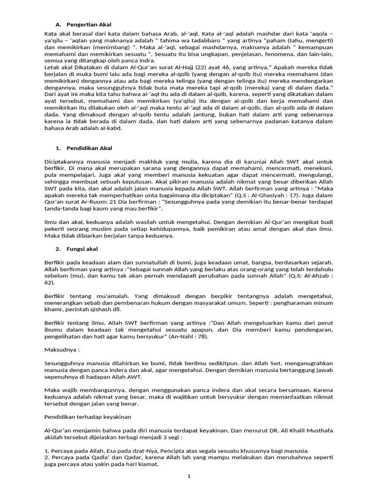 Definisi dan Makna Akal dalam Islam | PDF