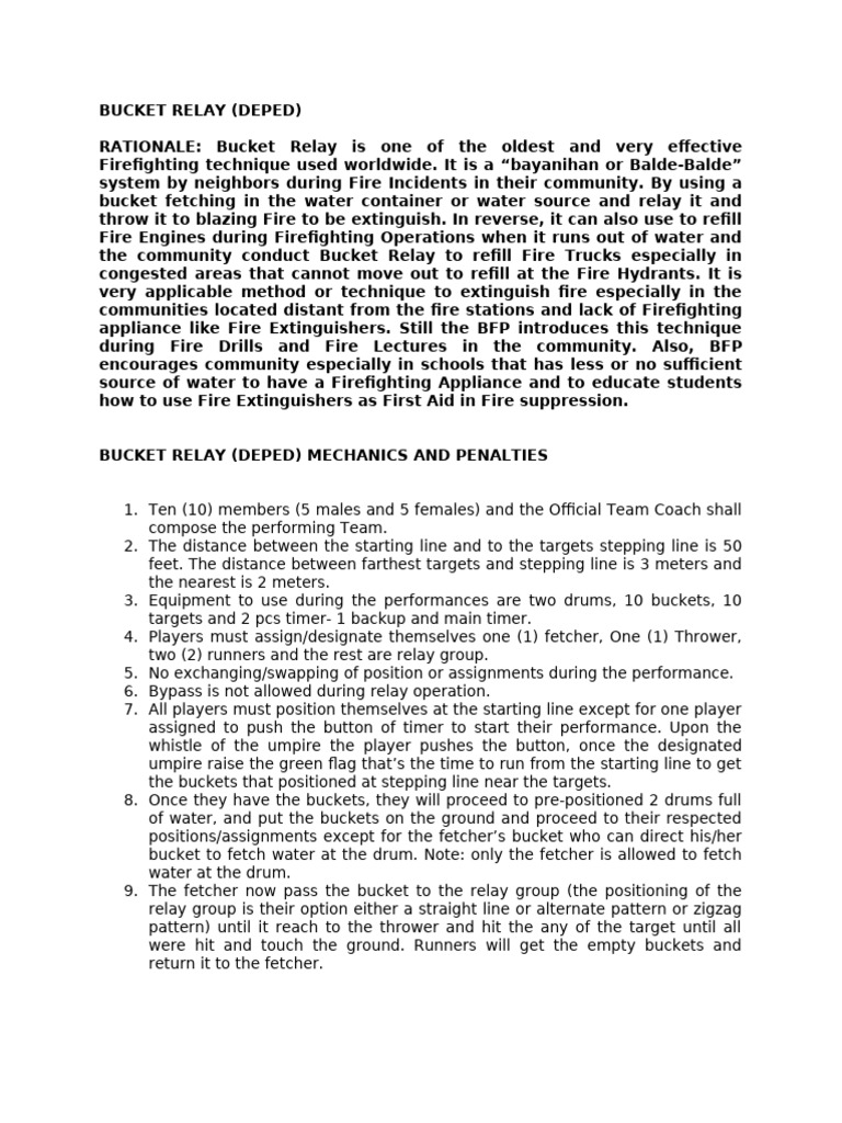 JERU-1-event-DEPED-BUCKET-RELAY-mechanics | PDF | Firefighting | Fire ...