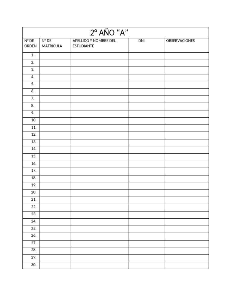 Registro de Estudiantes por Año | PDF