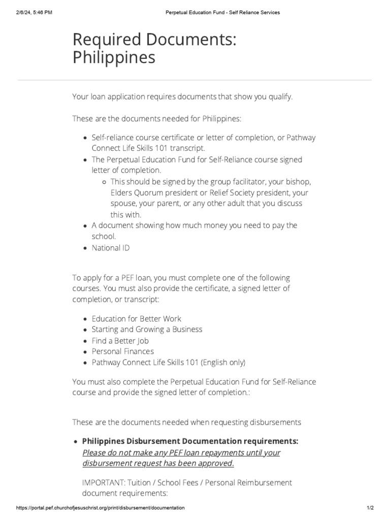 PEF Loan Application Requirements in Philippines | PDF | Tuition Payments