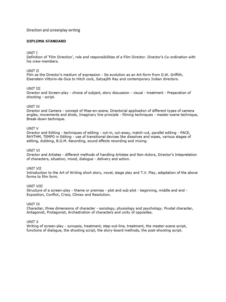 Film Direction and Screenplay Writing Guide | PDF