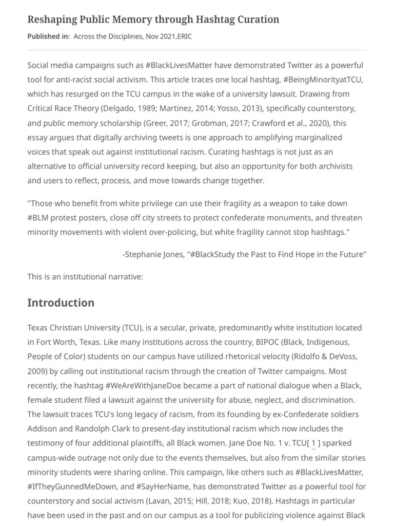 Social 1 | PDF | Hashtag | Critical Race Theory