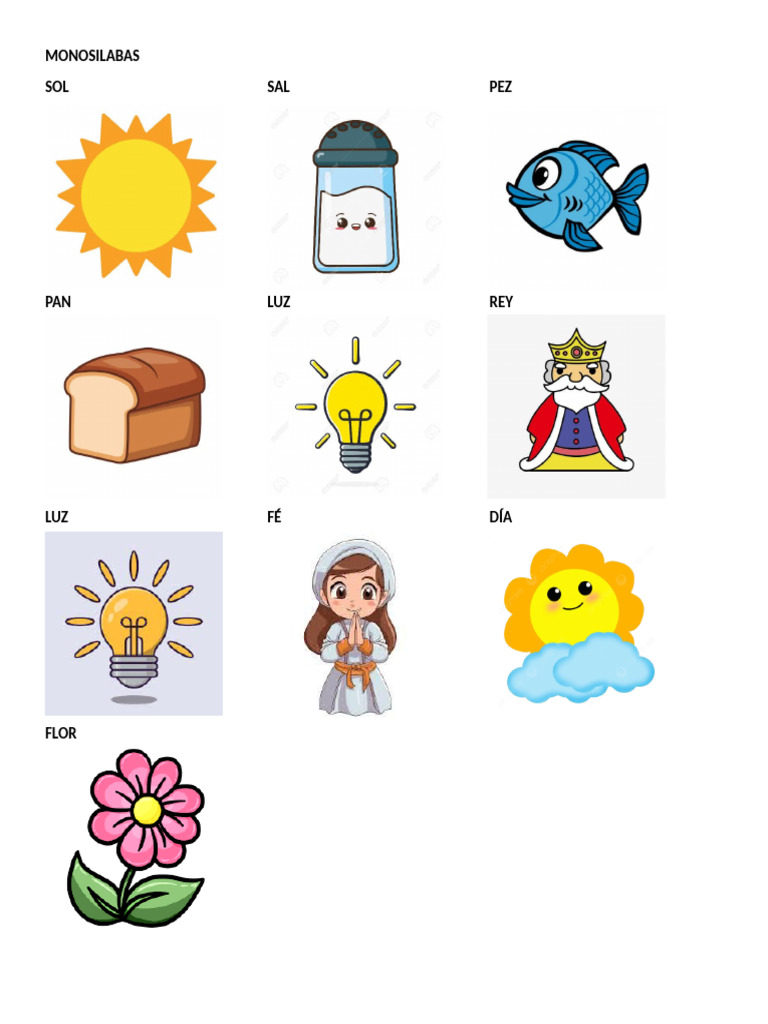 Monosilabas y Trisilabas Animados | PDF