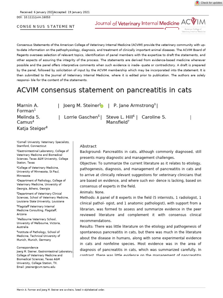 Veterinary Internal Medicne - 2021 - Forman | PDF | Pancreas | Medical ...