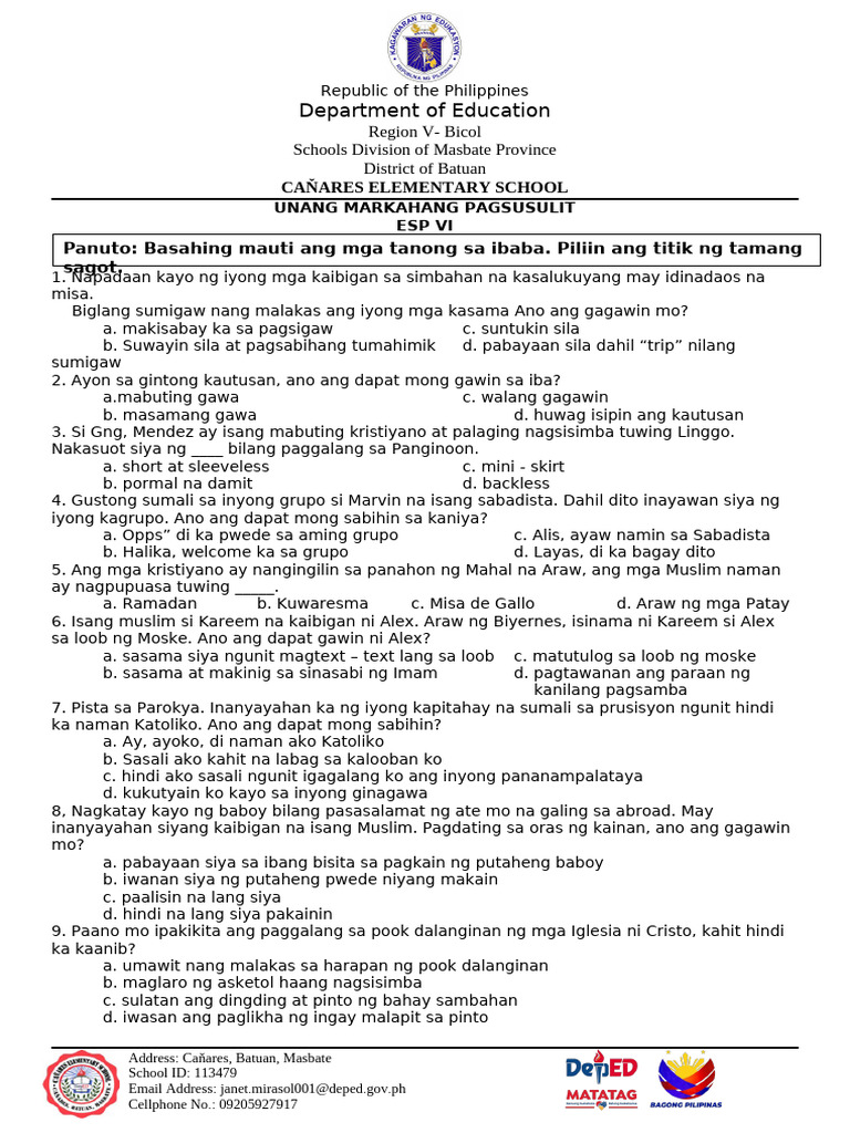 PT - Esp 6 - Q1 | PDF