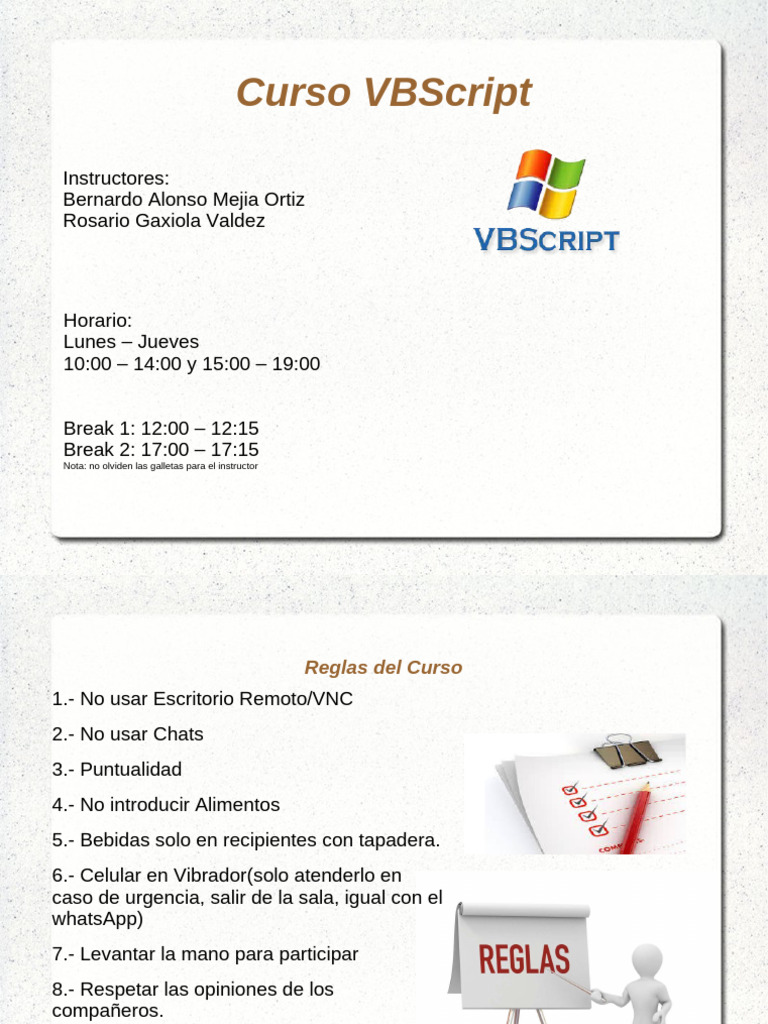 Curso de VBScript: Fundamentos y Reglas | PDF | Flujo de control | Desarrollo de software