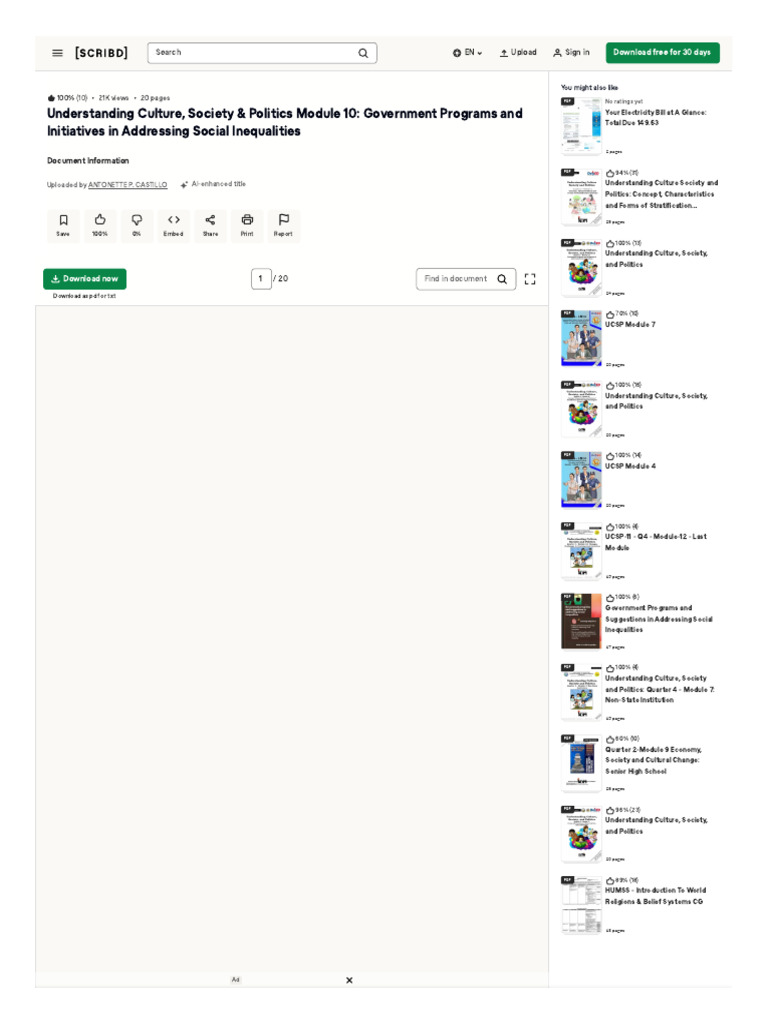 WWW Scribd Com Document 530273306 UCSP Module 10 | PDF | Social ...