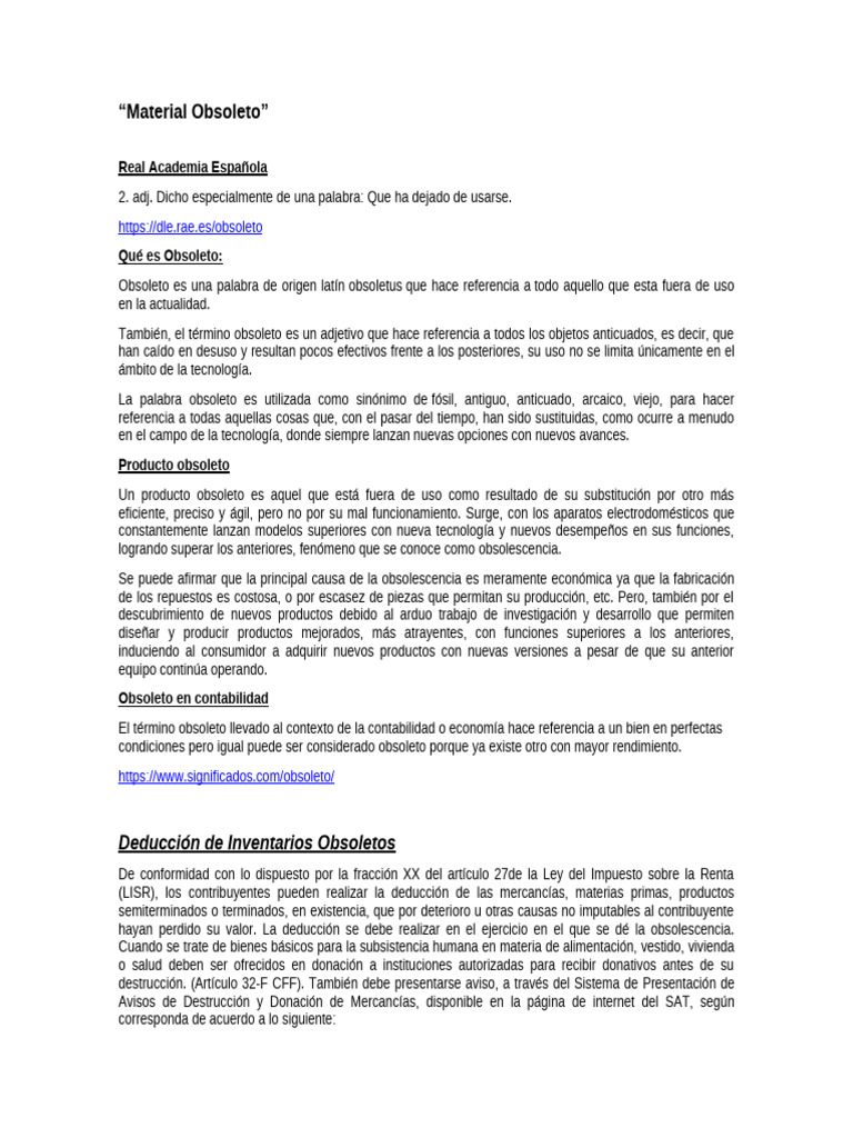 Inventario Obsoleto: Definición y Manejo | PDF | Al por menor | Economias