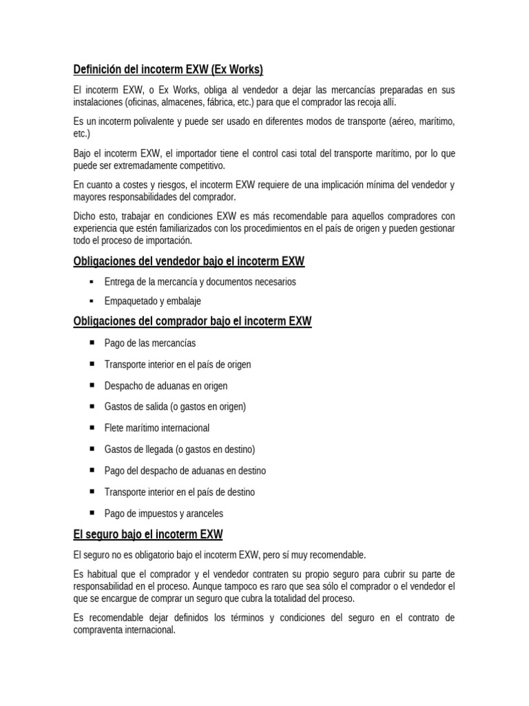Incoterms DAP-EXW | PDF | Negocios Internacionales | El comercio ...