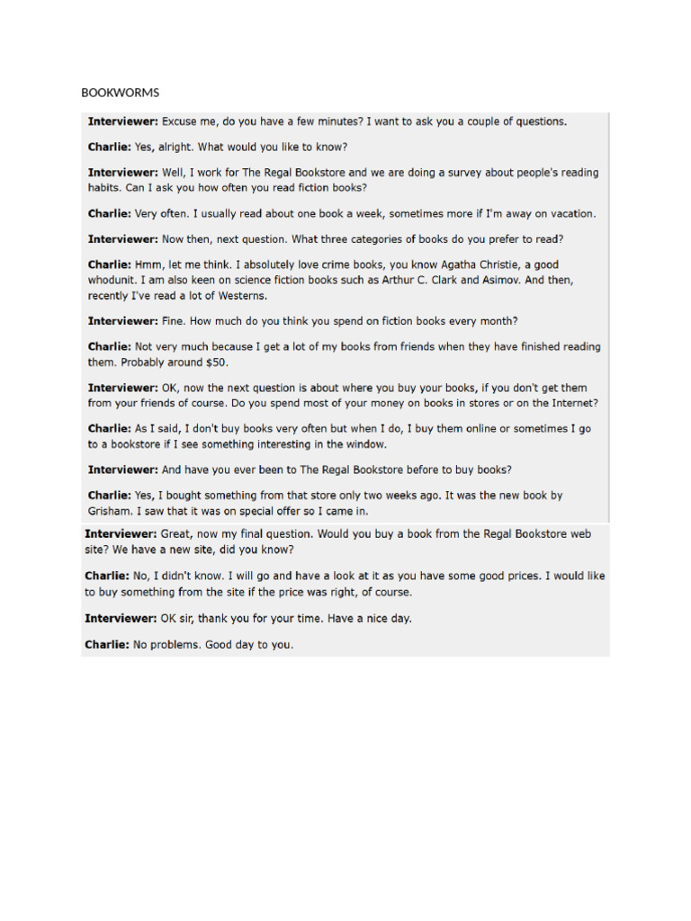 Listening Exercise Bookworms 2 | PDF