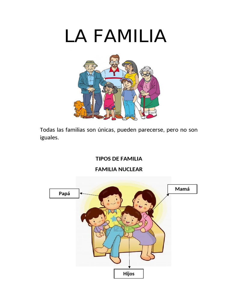 Tipos de Familias: Nuclear, Monoparental y Extensa | PDF