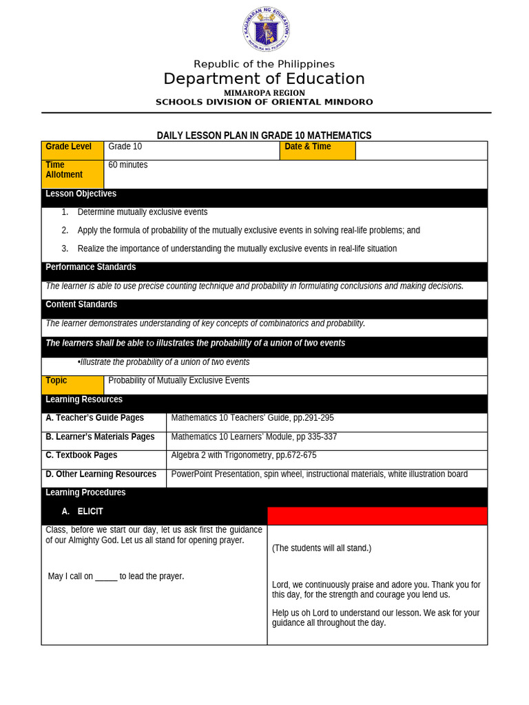 Detailed Lesson Plan.math 10 1 (2) | PDF