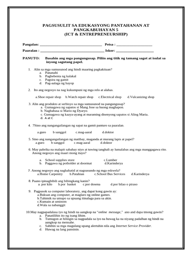 PT_EPP-ICT 5_Q1 | PDF