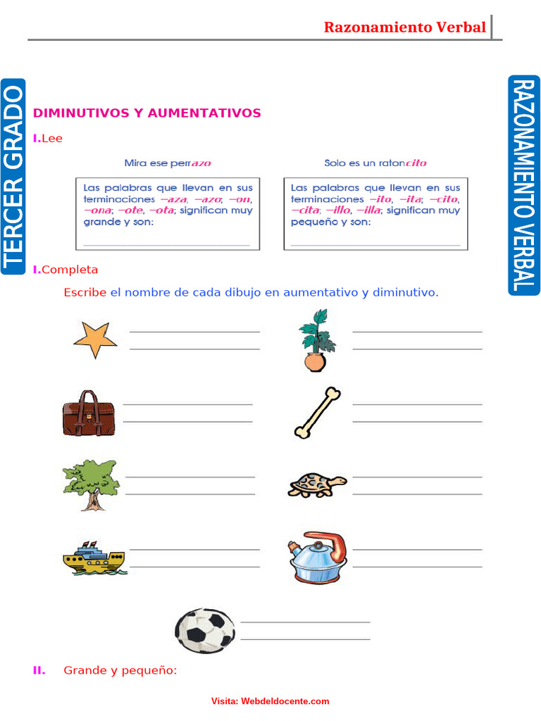 Aumentativos y Diminutivos para 3° Primaria | PDF