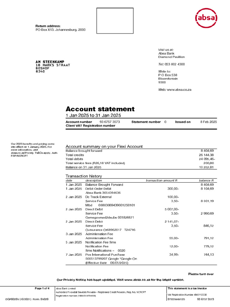 Anna Maria Steenkamp Dhvqoal5 Archived | PDF | Debit Card | Banks