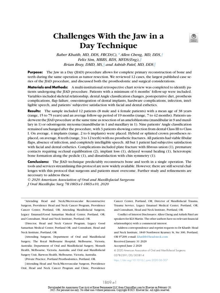 Challenge With The Jaw Day Technique | PDF | Dental Implant | Oral And ...