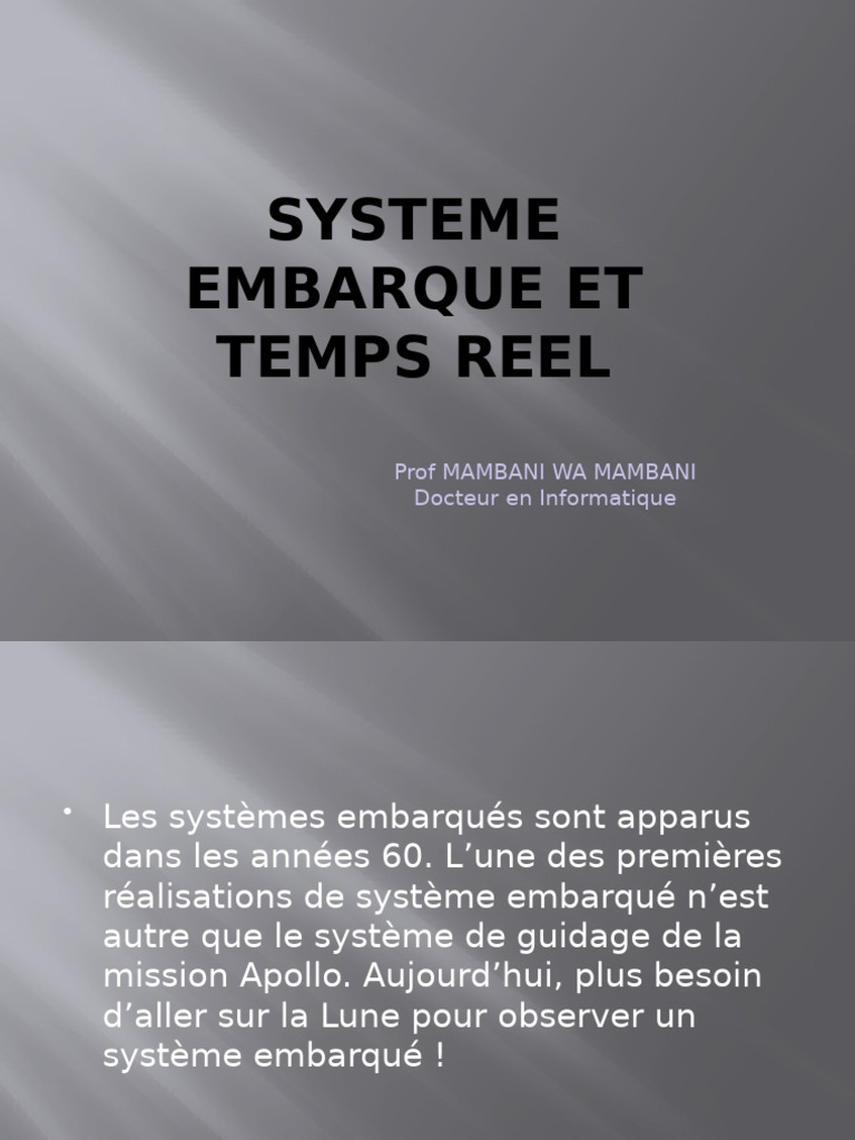 COURS Master 1 Systeme EMBARQUE ET TEMPS REEL - Prof MAMBANI | PDF ...