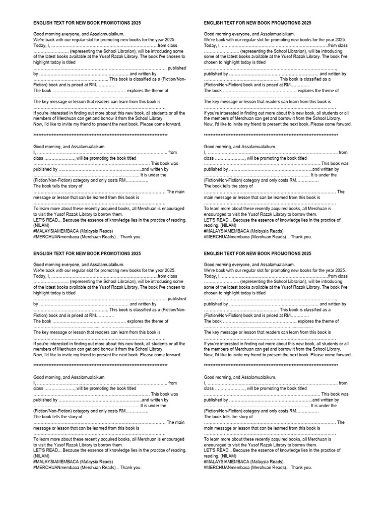English Text For New Book Promotions 2025 | PDF | Writing | Written ...