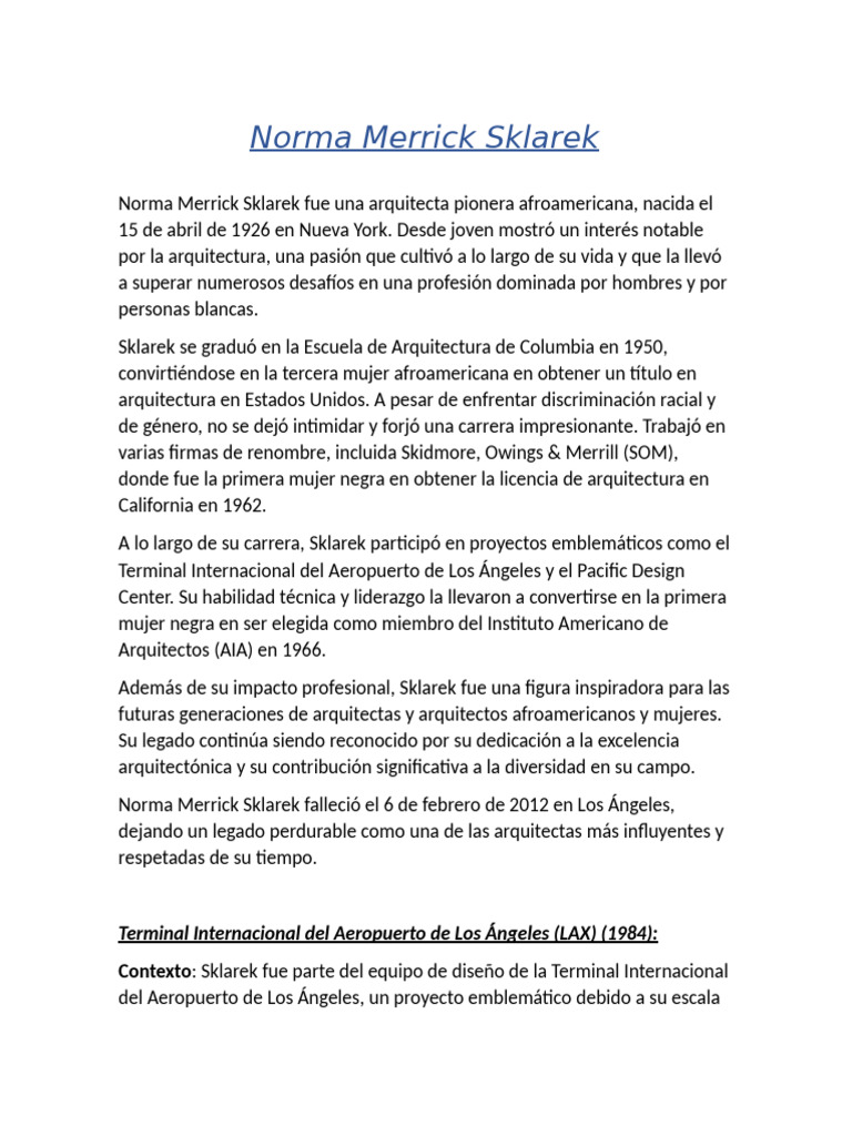 Norma Merrick Sklarek | PDF