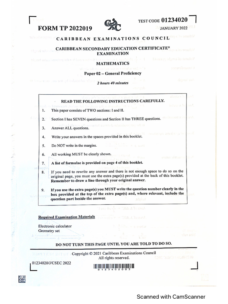January 2022 Mathematics Paper 2 | PDF