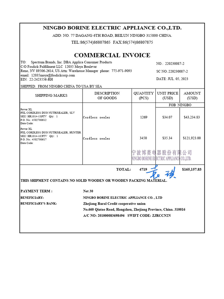 220230087-2 Inv & PL | PDF