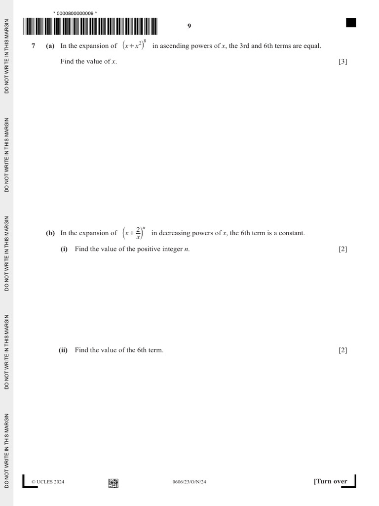Binomial From 0606 - w24 - QP - 23 | PDF