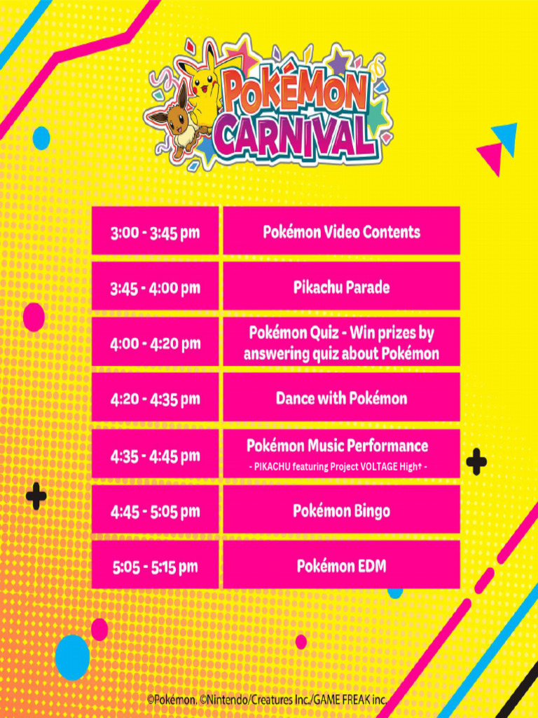 Pokemon Carnival Stage Schedule | PDF