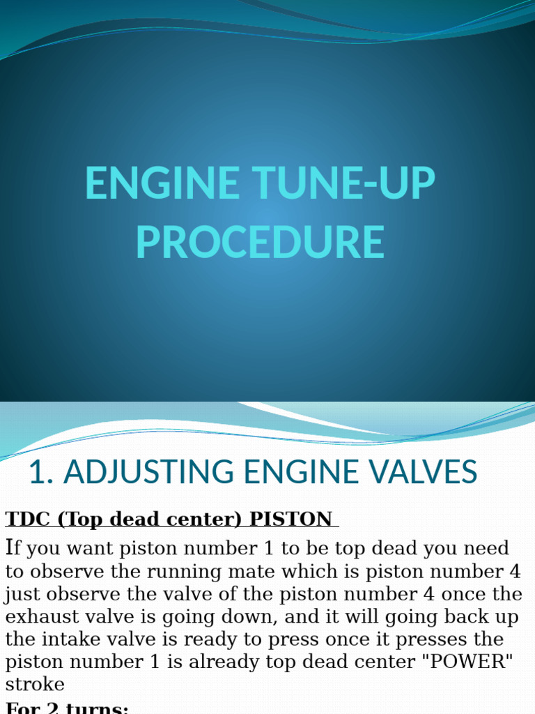 Engine Tune Up Procedure | PDF | Capacitor | Propulsion
