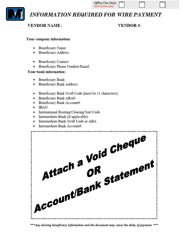 Banking Information For Wire Payment (Fillable) | PDF
