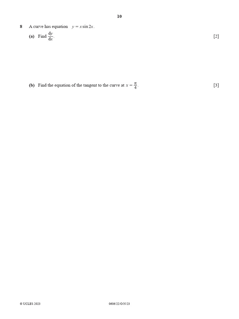 differentiation of trigo from 0606_w23_qp_22 | PDF