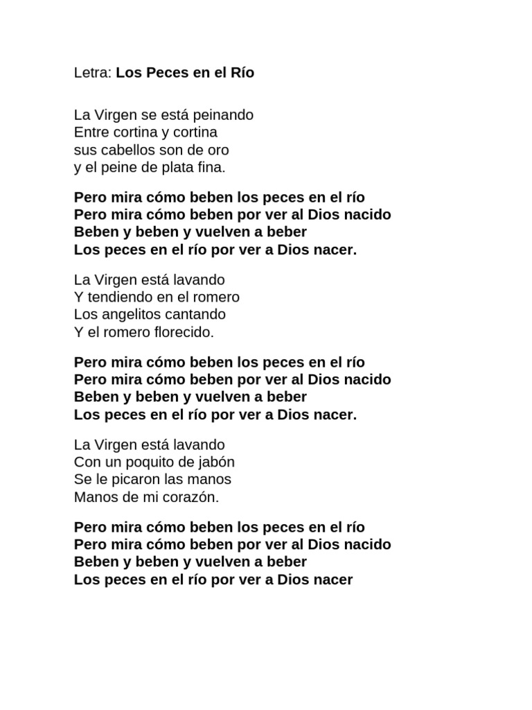 Letra Peces en El Rio | PDF