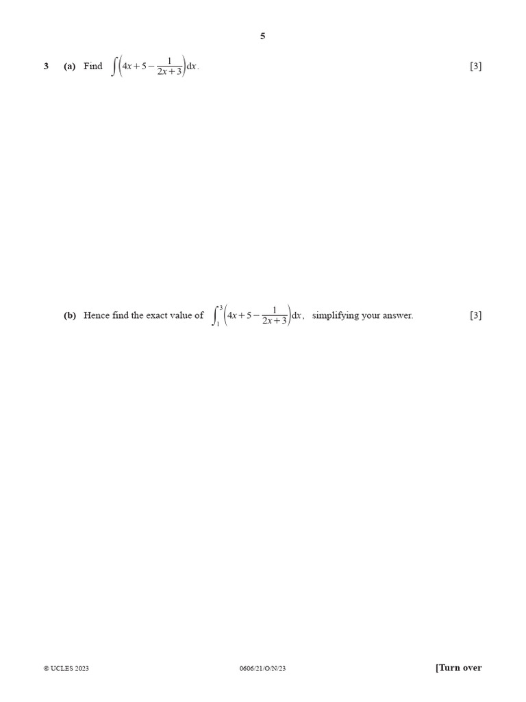 Integration From 0606 w23 QP 21 | PDF