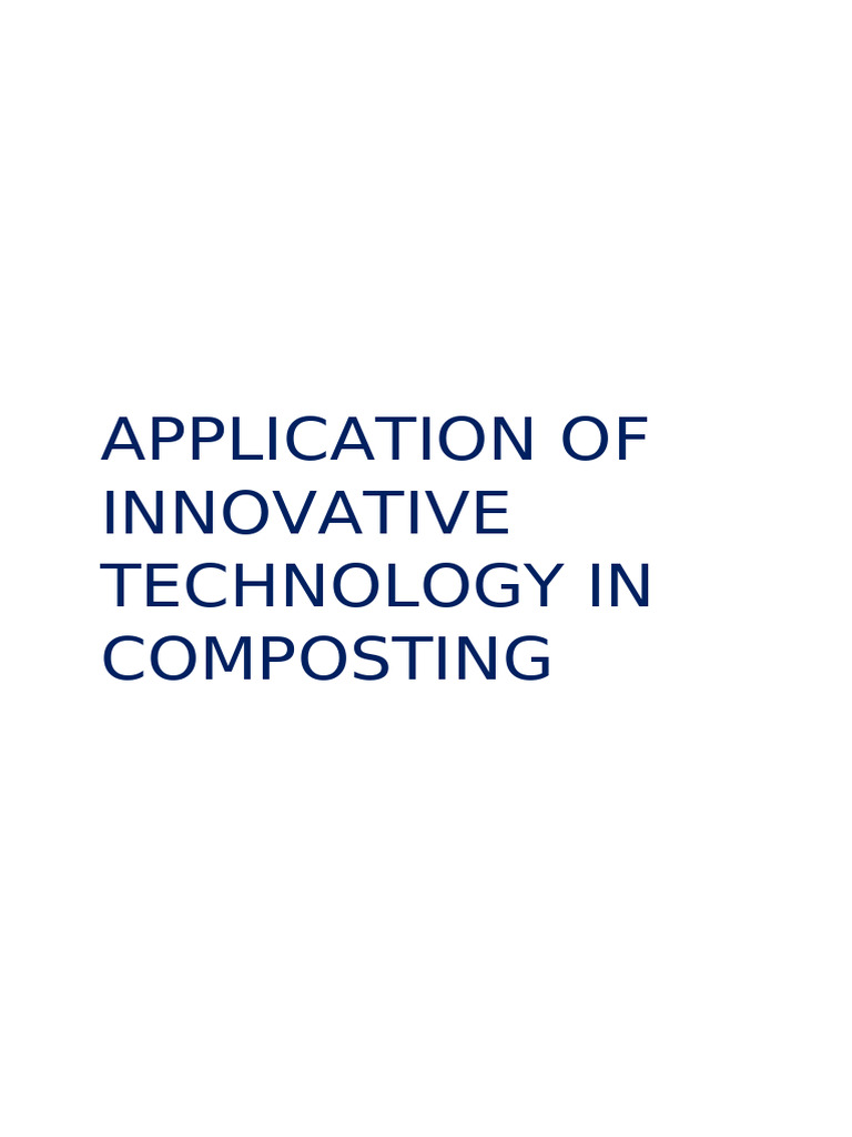 Application of Innovative Technology in Composting | PDF