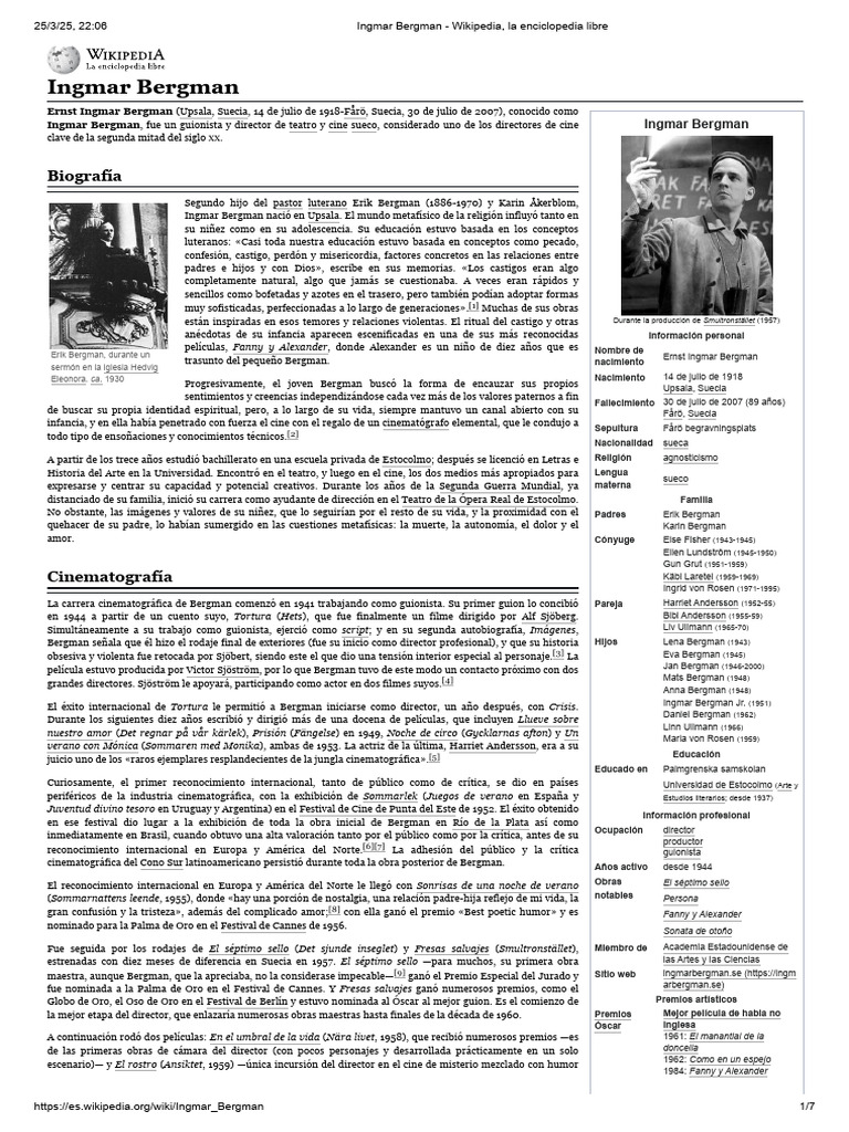 Biografía de Ingmar Bergman | PDF