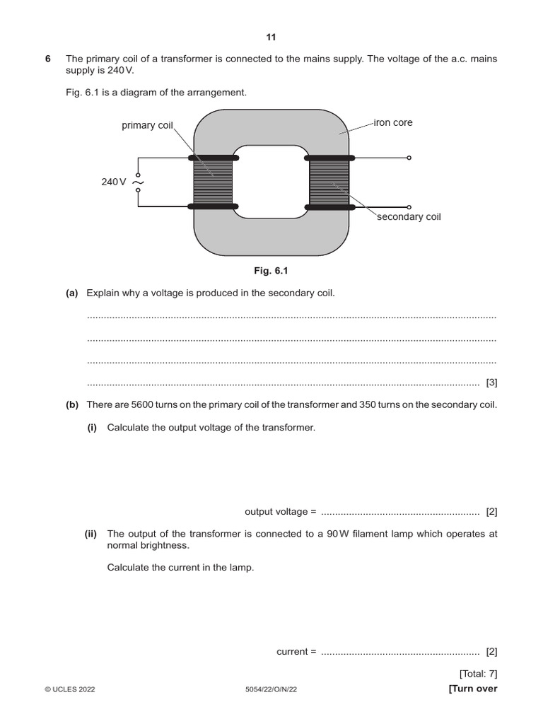 Transformer Q6 From 5054 w22 Qp 22 | PDF