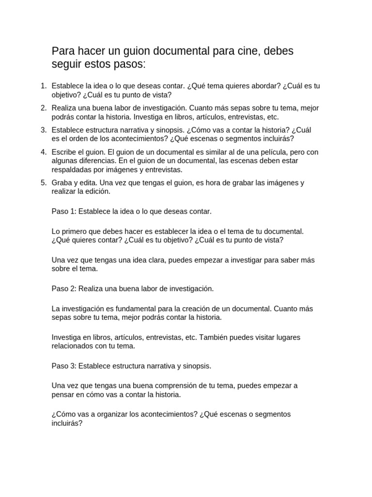 Cómo escribir un guion documental | PDF | Documental