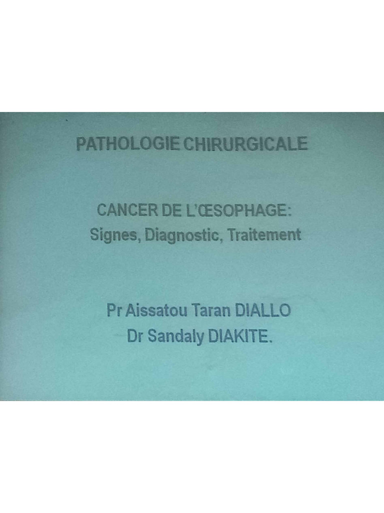 Cancer de l'œsophage. Patho Chir. | PDF