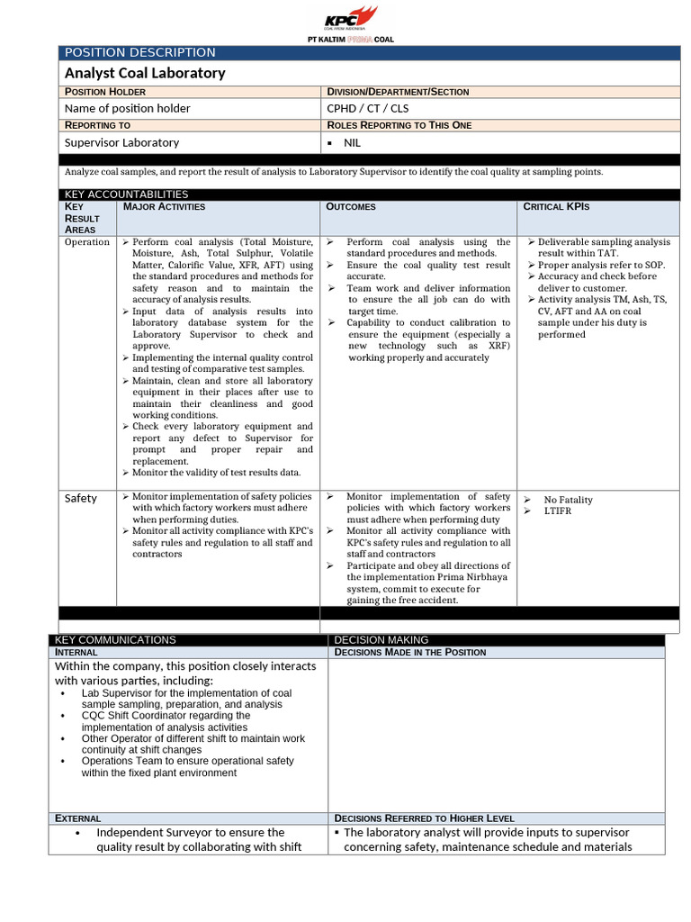 03 Analyst Coal Laboratory (090824) | PDF | Laboratories