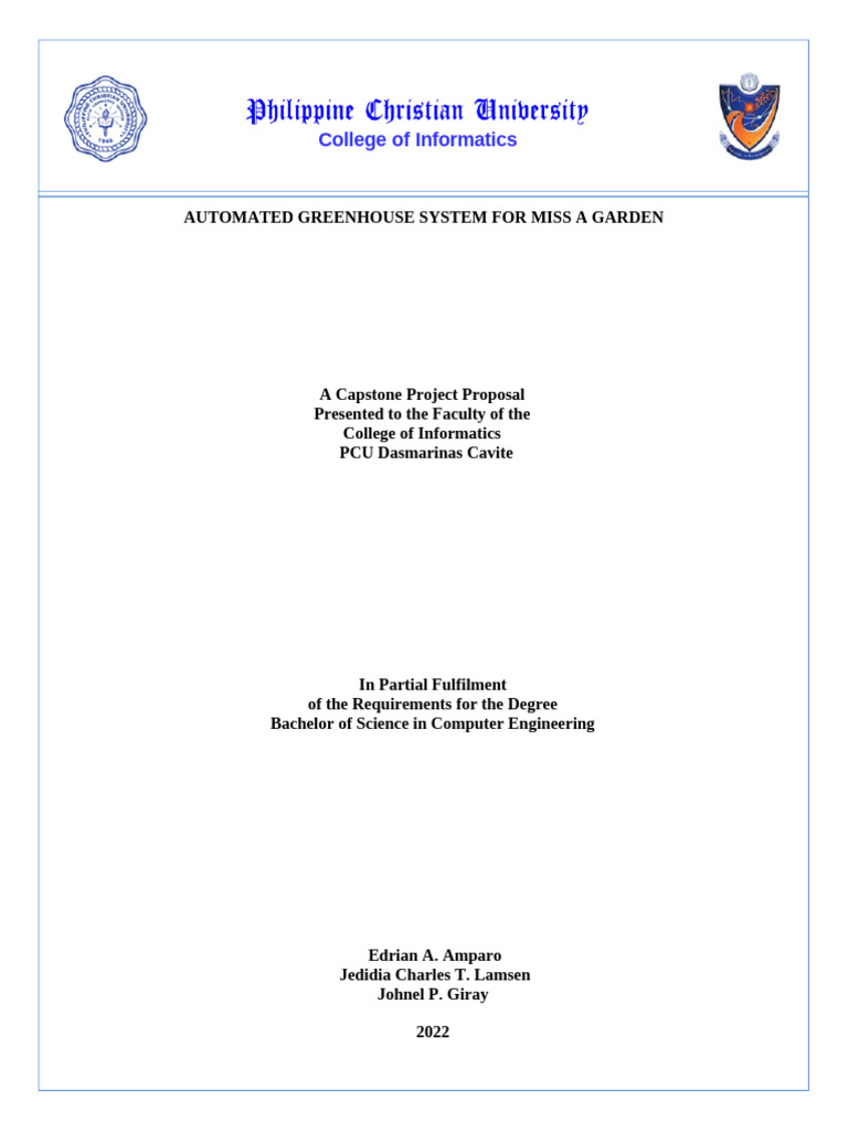 Automated Greenhouse System Proposal | PDF | Greenhouse | Agriculture