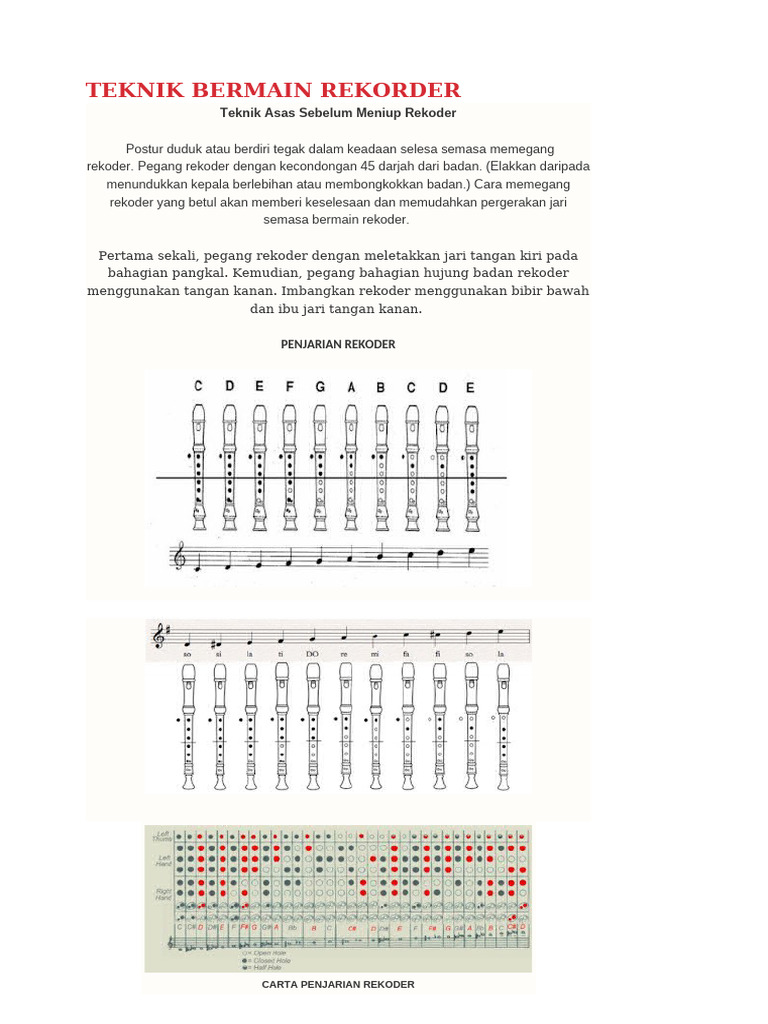 Teknik Bermain Rekorder | PDF
