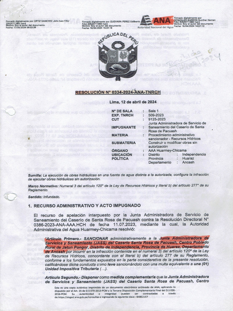 Resolucion N°0334-2024-Ana-Tnrch | PDF