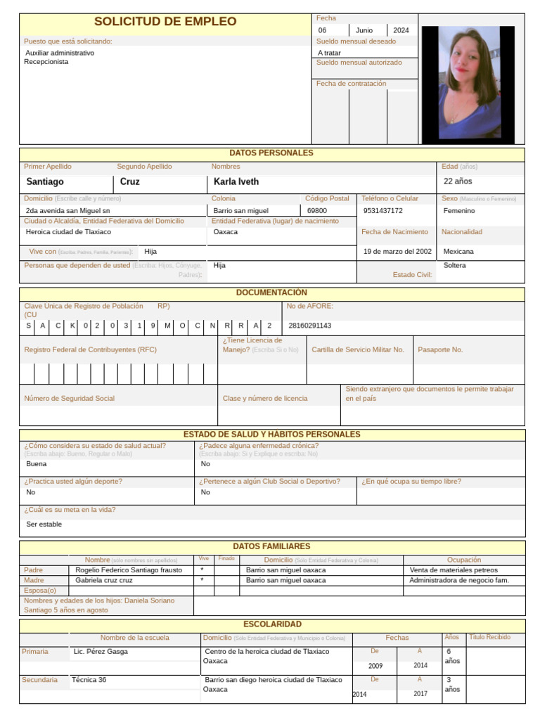 Sne Solicitud de Empleo Plantilla PDF (1) | PDF