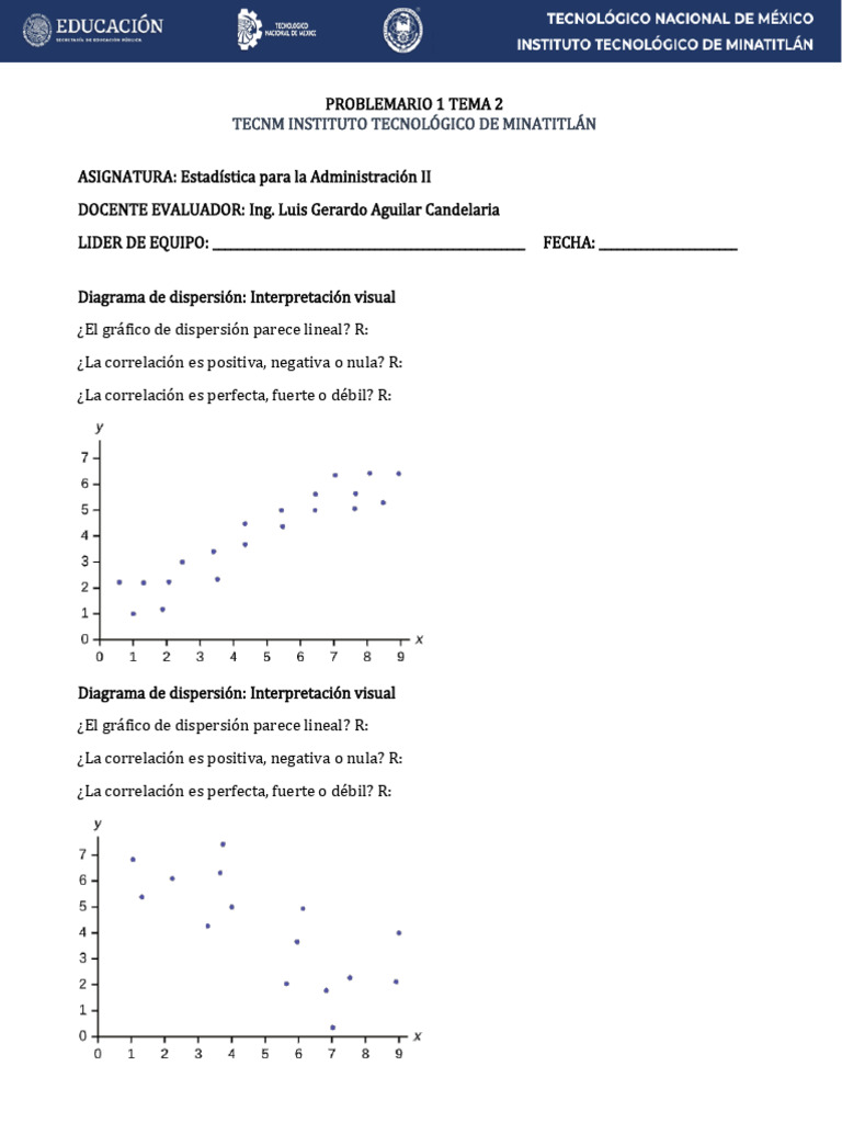 Problemario 1 Tema 2 | PDF | Gráfico de dispersión