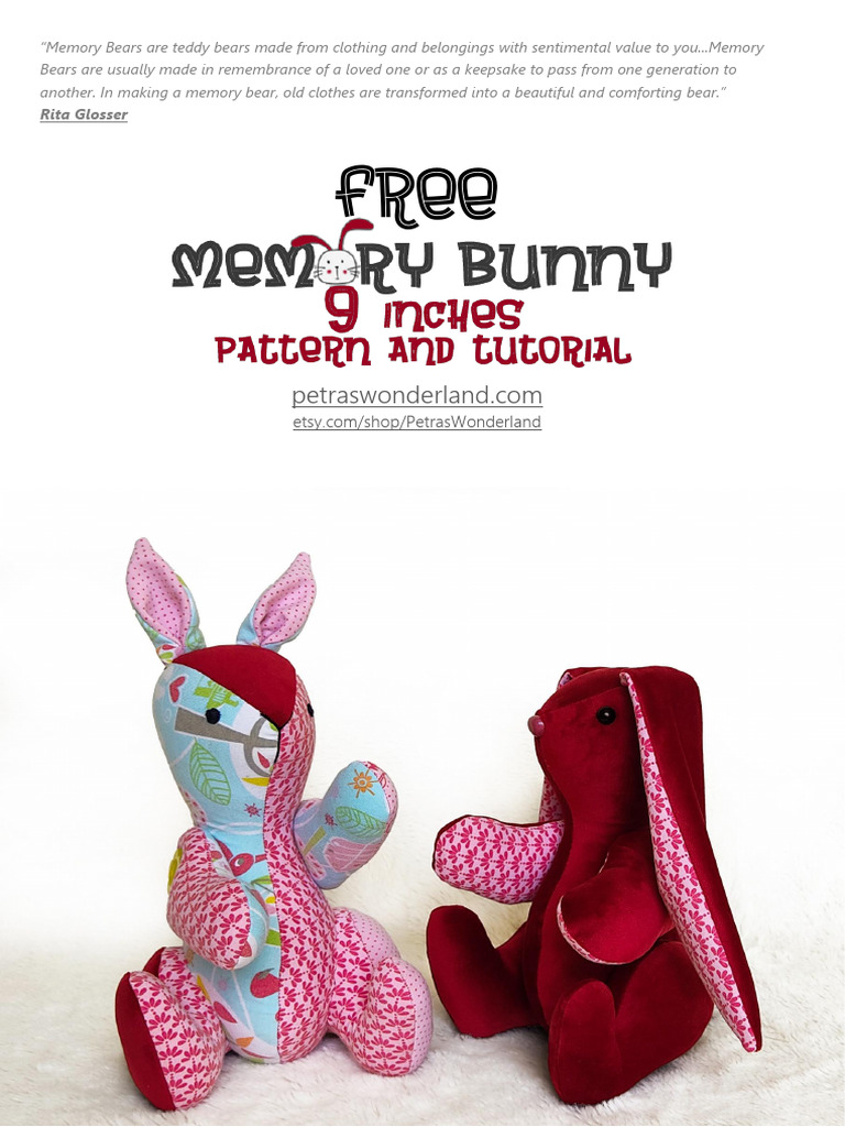 Free-Patterns Memory Bunny 9 Inches Coelho | PDF | Sewing | Seam (Sewing)