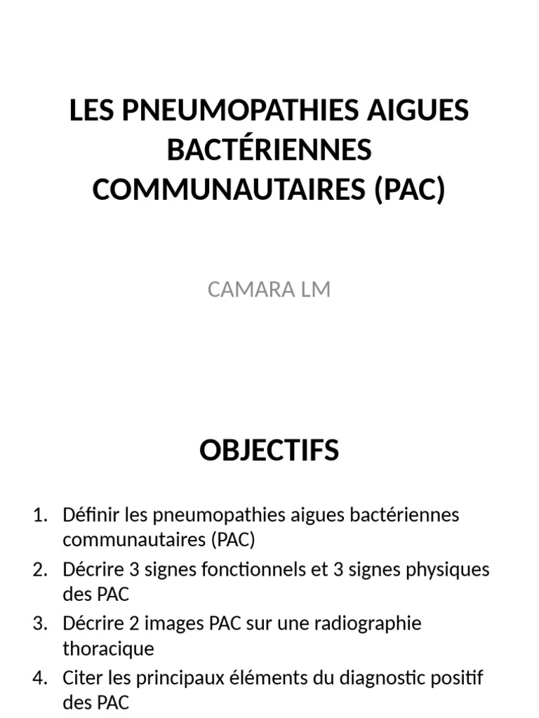 Pneumopathies Aigues Bactériennes : Diagnostic et Traitement | PDF ...