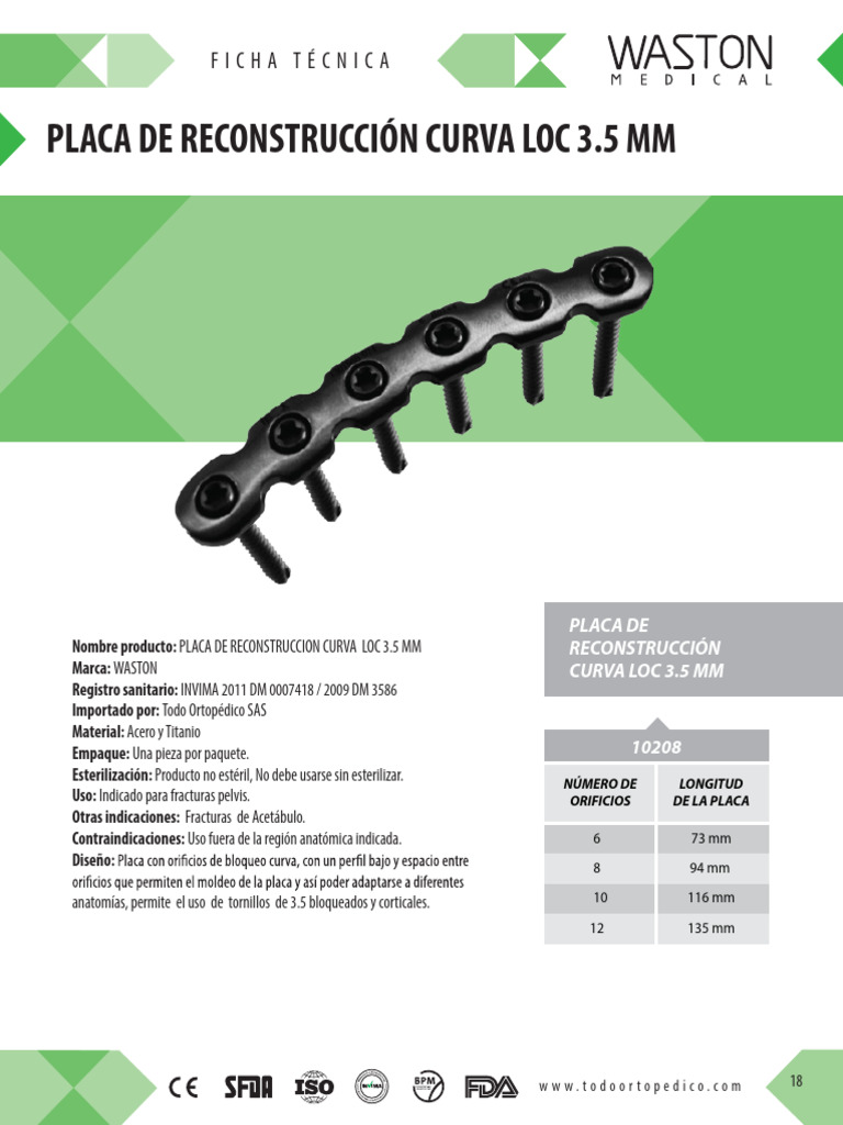 Placa de Reconstrucción Curva Loc 3.5 MM | PDF