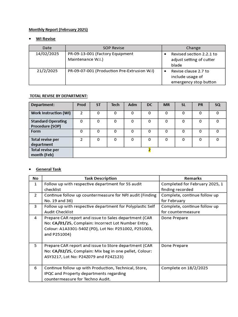 Monthly Report - February 2025 | PDF