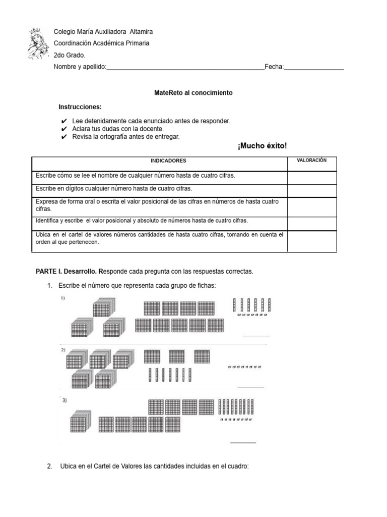 Mate Reto #2 2do Grado | PDF