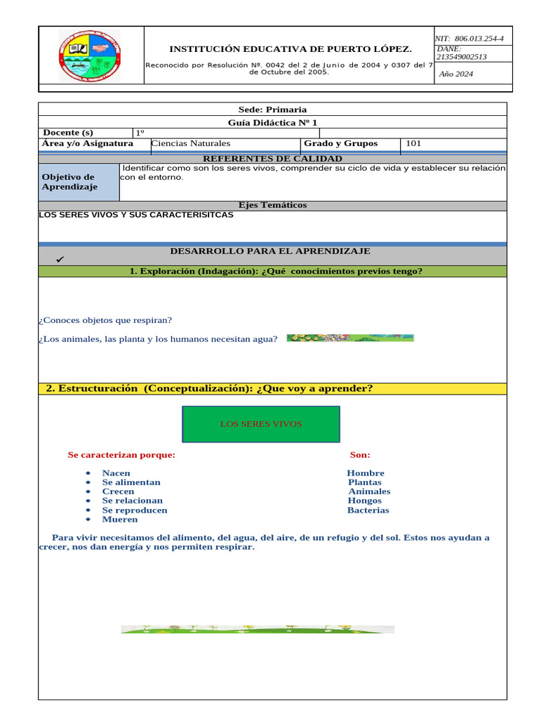 Guia CN. #1 | PDF | Aprendizaje