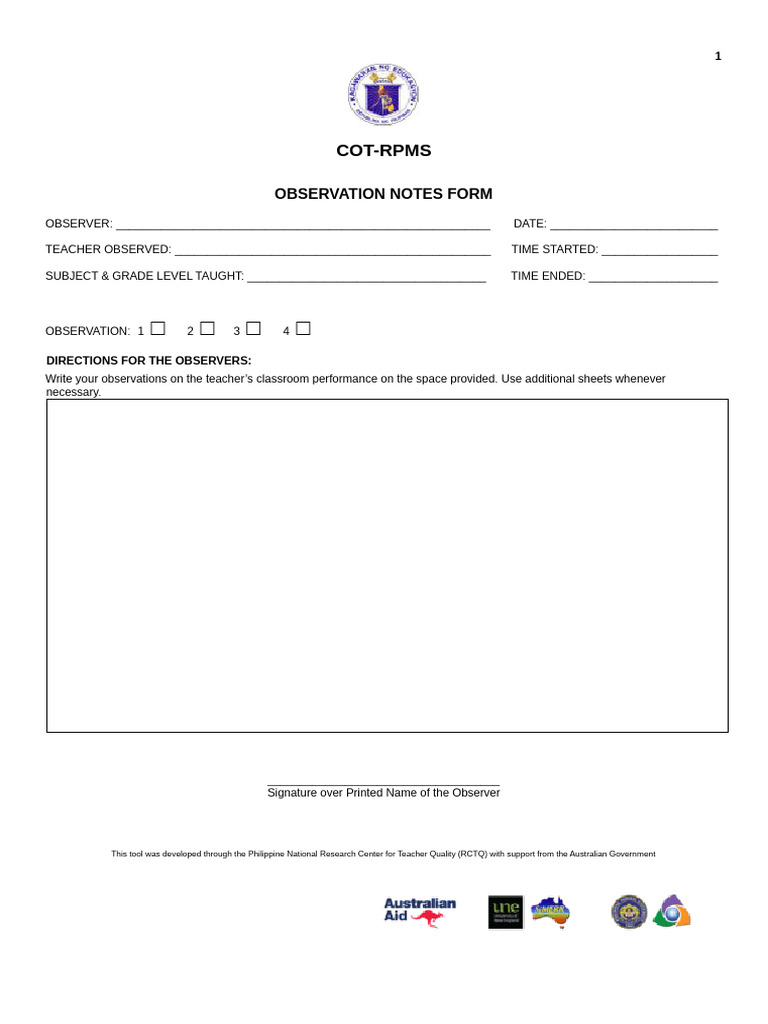 Appendix-3E-COT-RPMS-Observation-Notes-Form | PDF